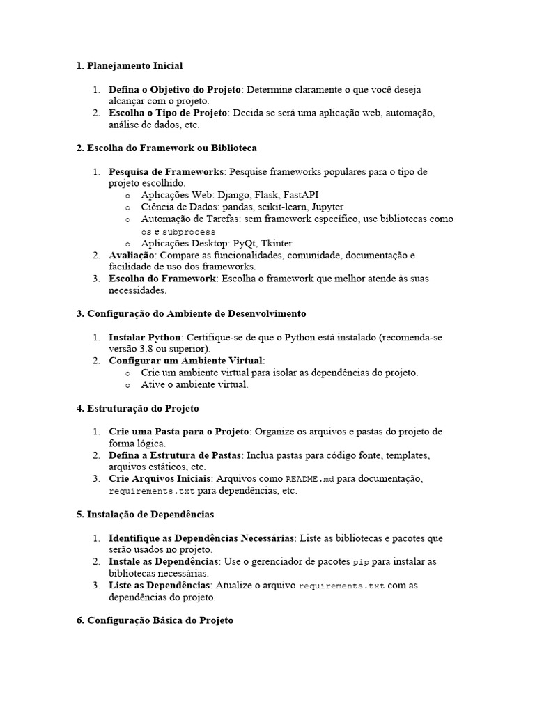 Passo A Passo para Criar Um Projeto em Python | PDF | Framework de ...