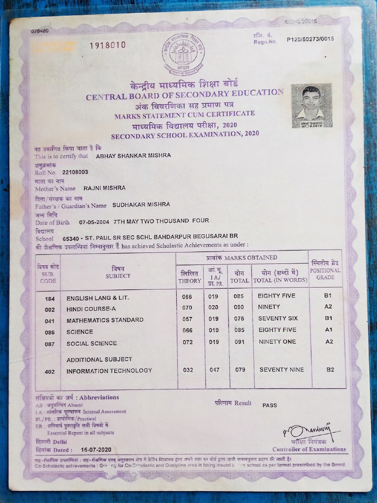 10th certificate | PDF