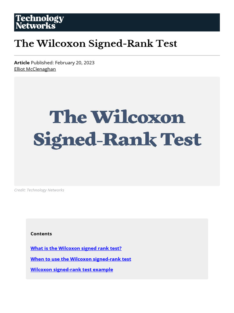 Understanding the Wilcoxon Test | PDF | Student's T Test | Mann–Whitney ...