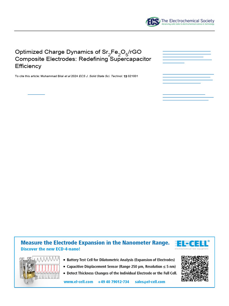 Optimized Sr2Fe2O5/rGO Supercapacitors | PDF | Electrochemistry | Redox