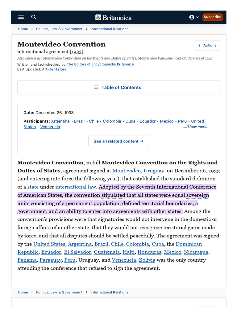 Montevideo Convention 1933 | PDF | Treaty | Volcano