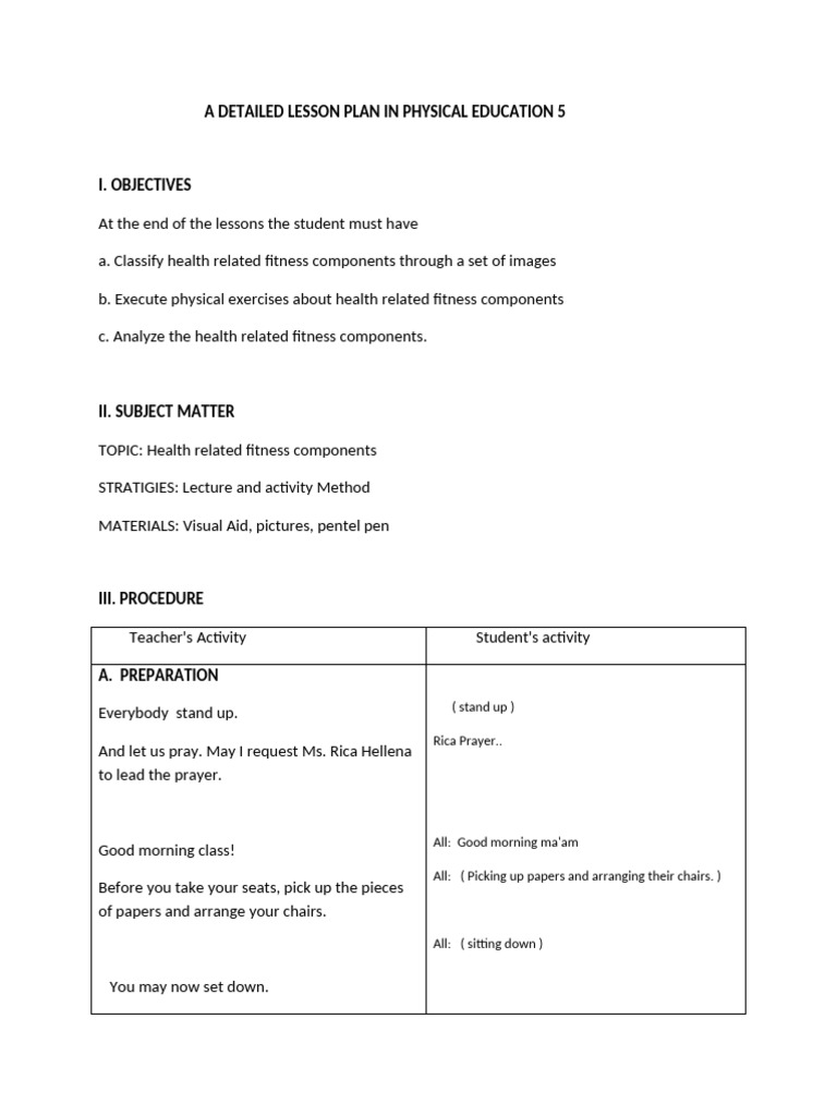PE Lesson: Health Fitness Basics | PDF | Flexibility (Anatomy ...