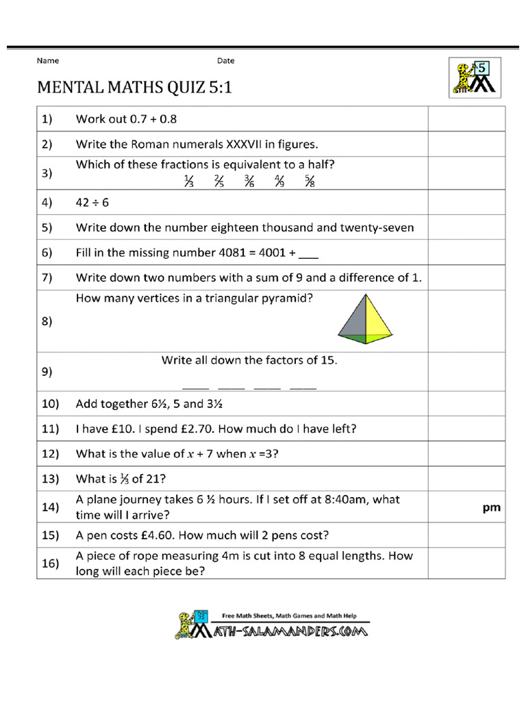 Y5 Mental Math | PDF
