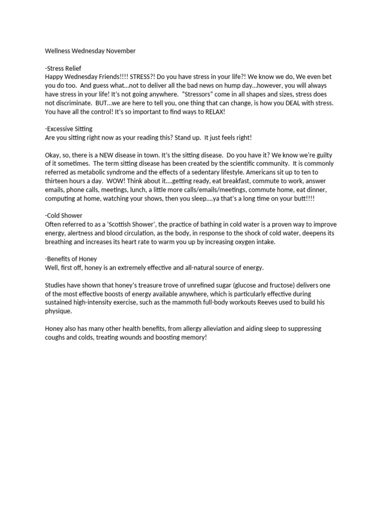 Wellness Wednesday November | PDF