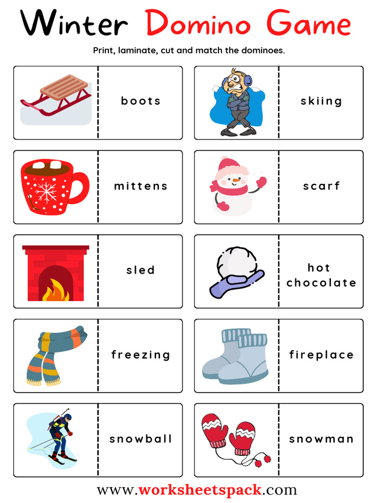 Winter Printable Domino Game | PDF