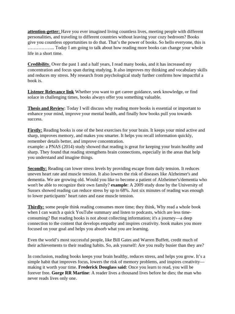 Persuasive Speach On Books | PDF | Dementia | Alzheimer's Disease