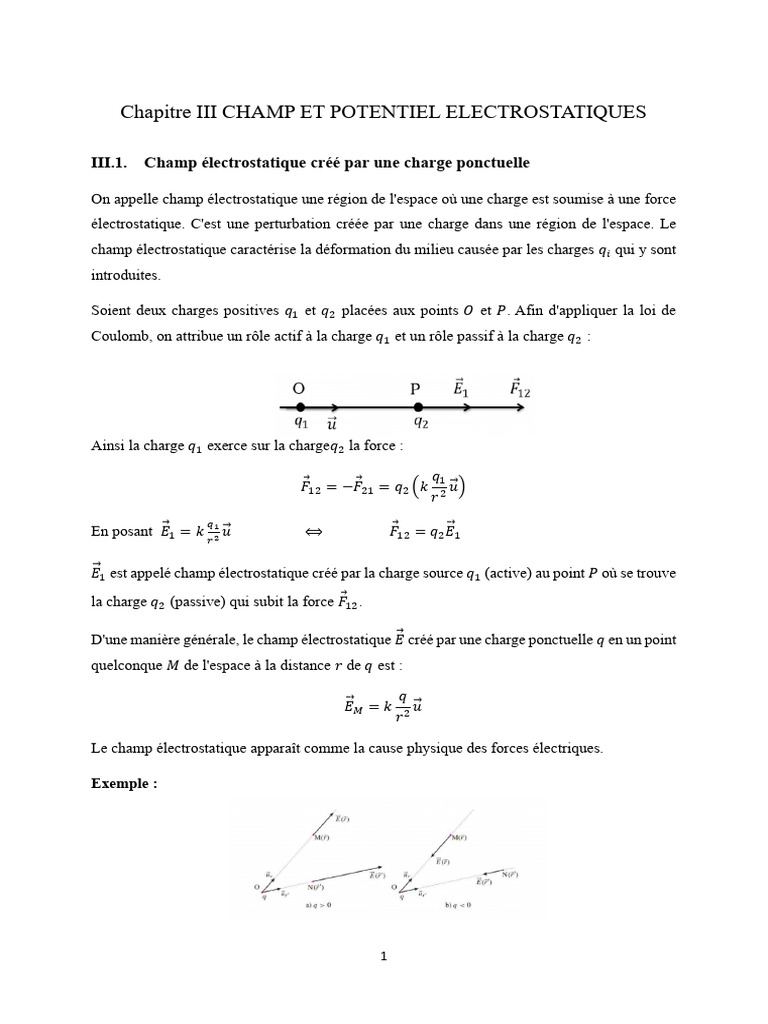 Champ et potentiel électrostatiques | PDF