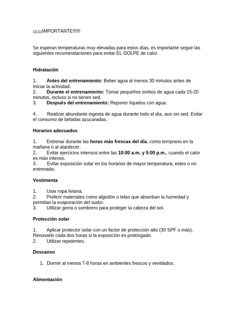 Consejos para Entrenar en Calor Extremo | PDF | Agua