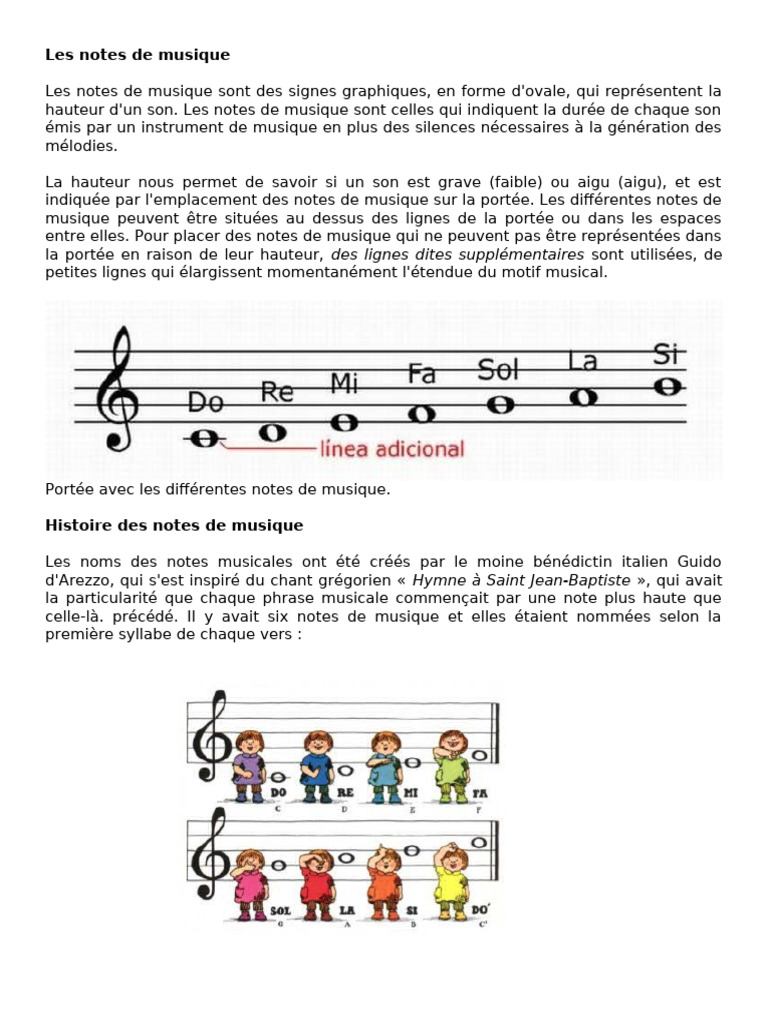 Origine et types de notes musicales | PDF