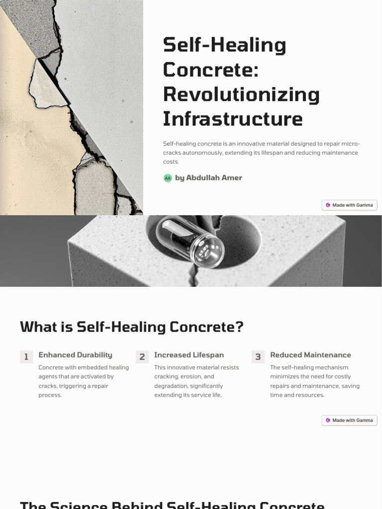 Self Healing Concrete Revolutionizing Infrastructure | PDF | Concrete ...