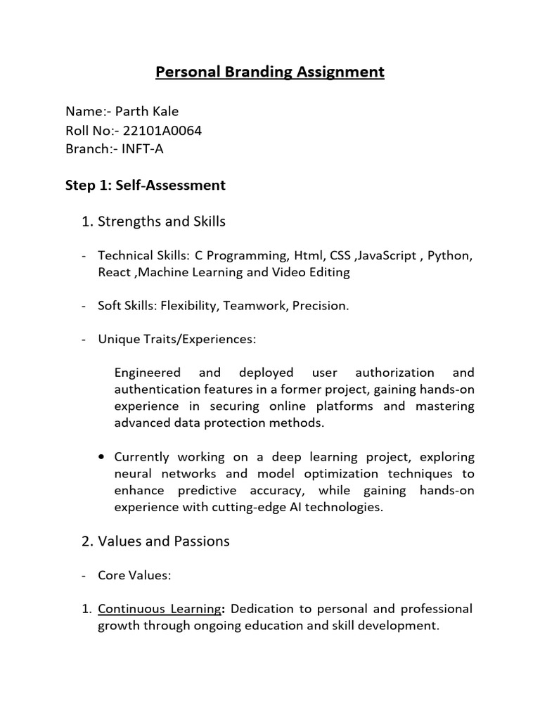 Personal Branding Assignment Parkky | PDF | Artificial Intelligence ...