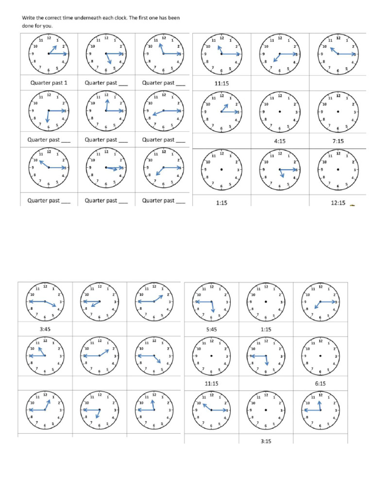 Clock Grade 4 - Landscape | PDF