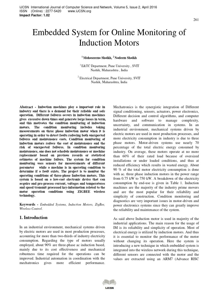 Embedded System For Online Monitoring of Induction Motors | PDF | Microcontroller | Embedded System