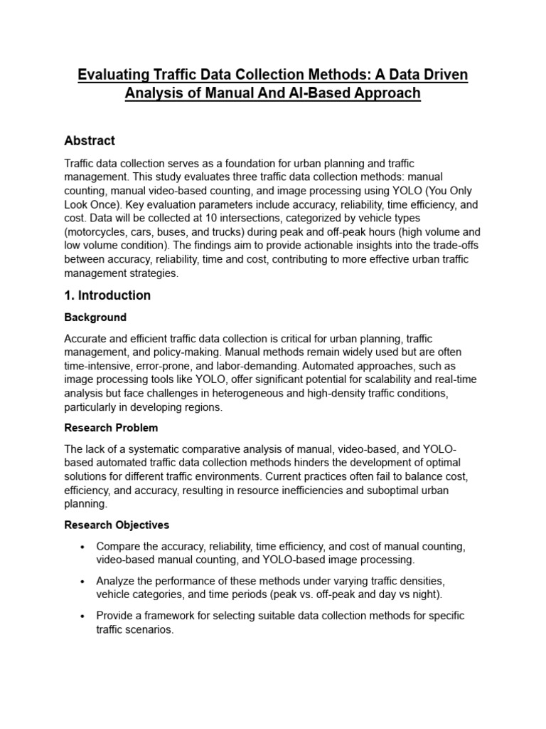 Evaluating Traffic Data Collection Methods | PDF | Reliability ...
