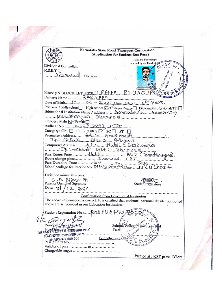 Bus Pass Form | PDF