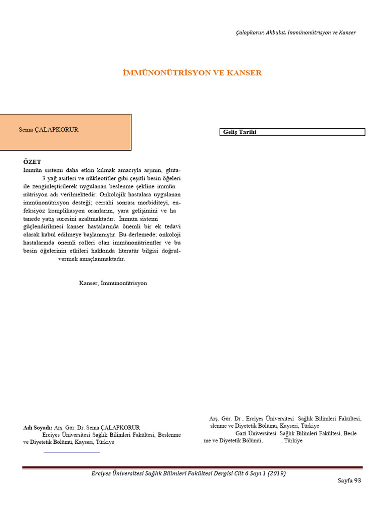 Mm Non Tr Syon Ve Kanser | PDF