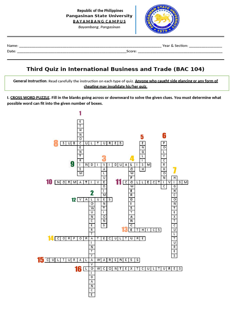 3rd Quiz Module 3 Key | PDF | Social Psychology | Psychological Concepts