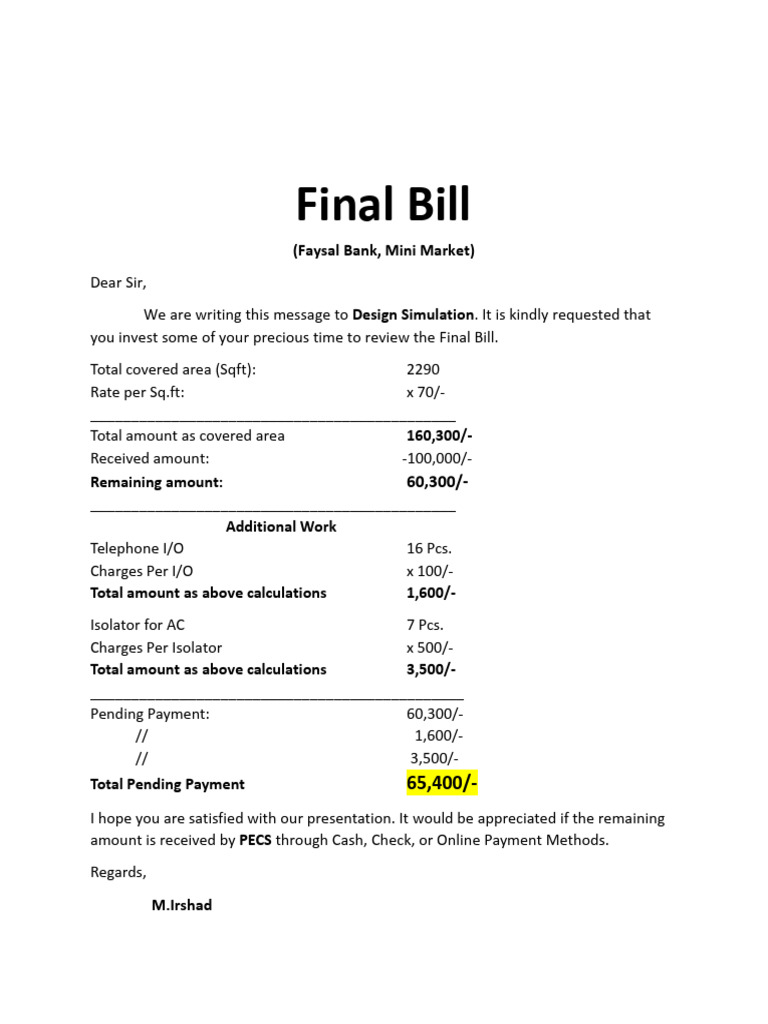 Final Bill (Mini Market) | PDF