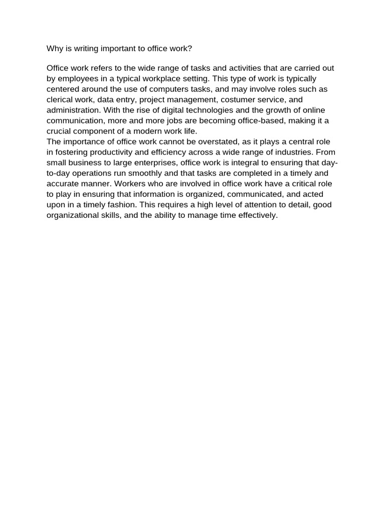 Importance of Writing in Office Work | PDF