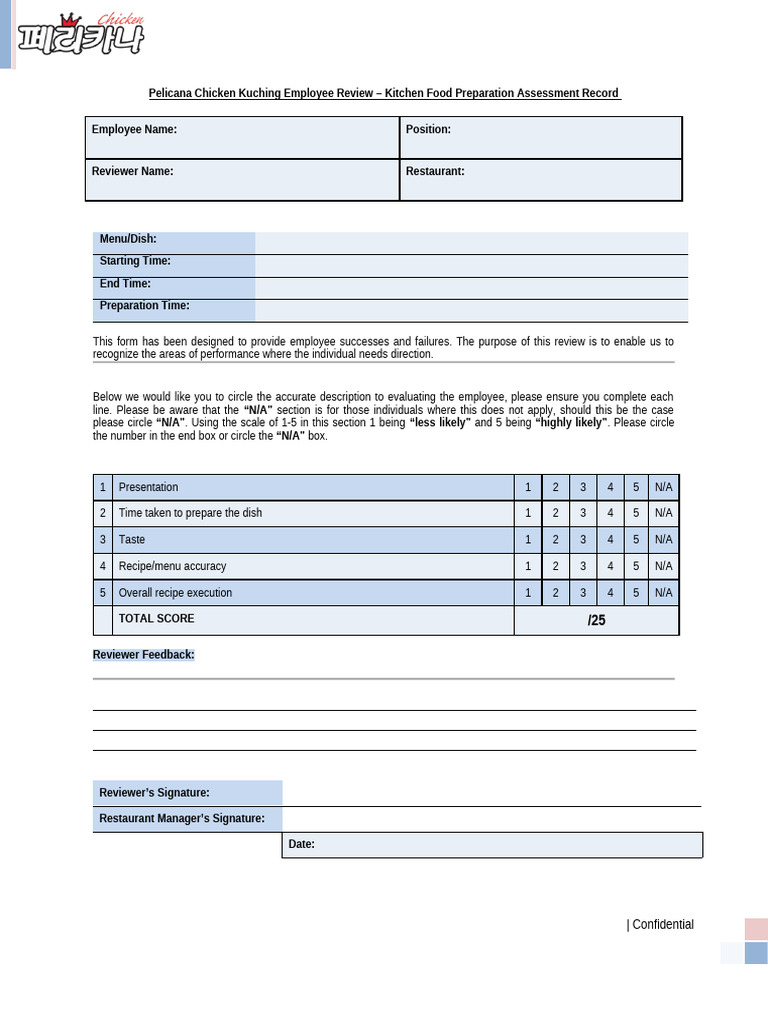 Pelicana Chicken Kuching Employee Food Preparation | PDF