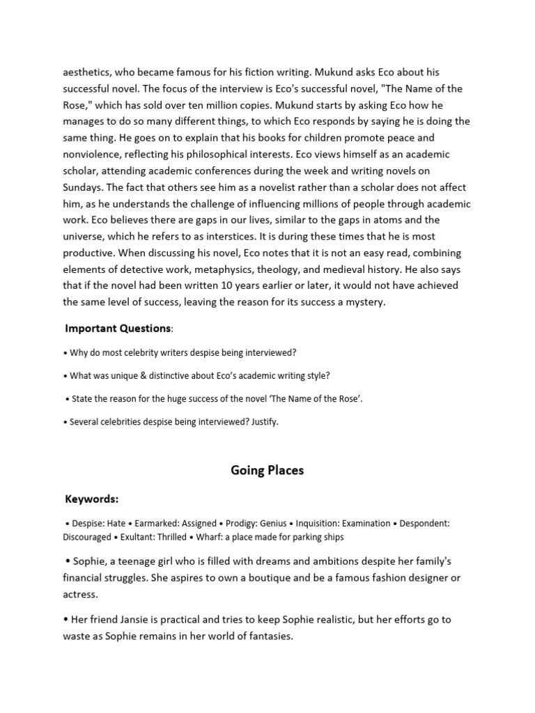 Class 12 English 1 | PDF