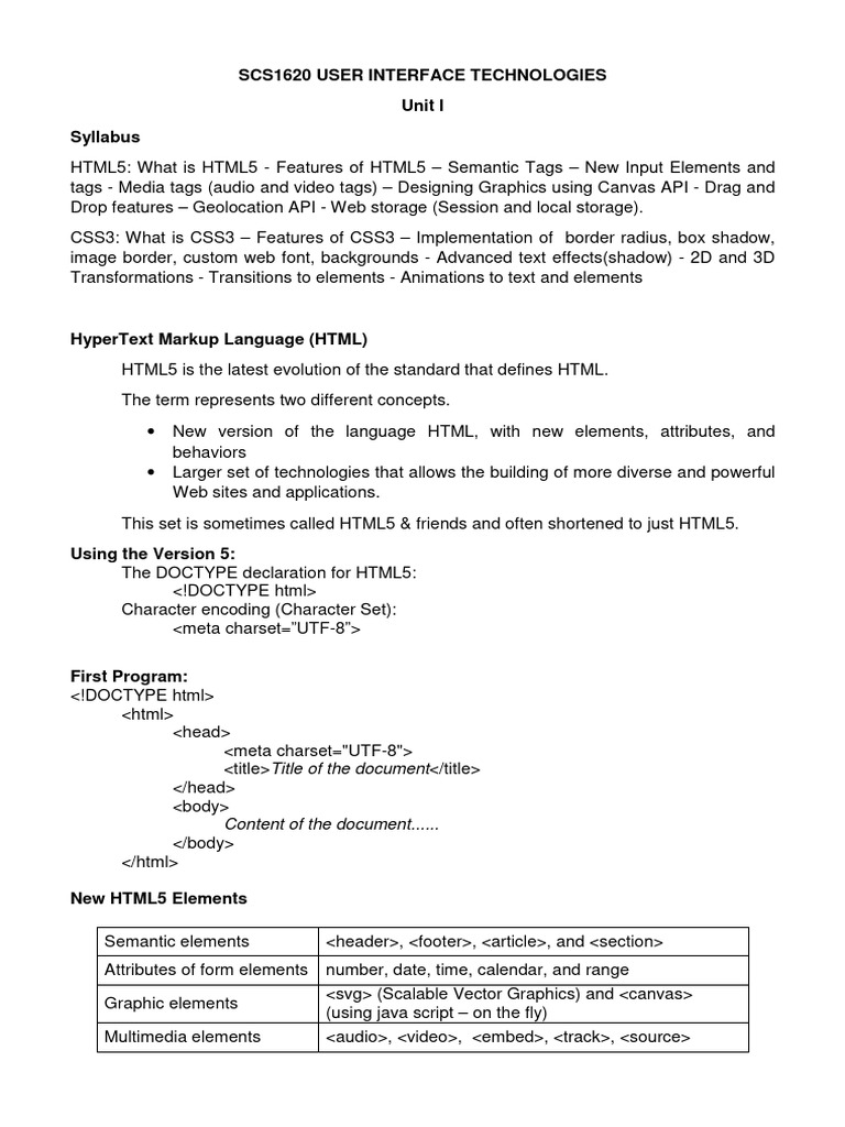 HTML5 and CSS3 User Interface Guide | PDF | Html | Html5