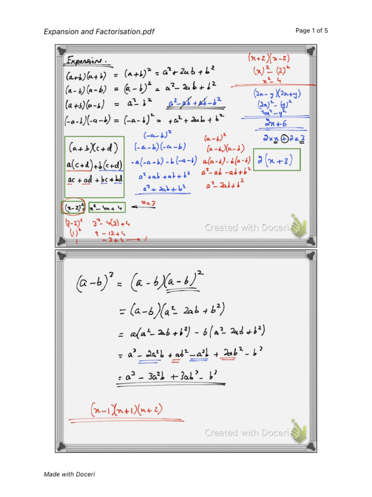 Expansion and Factorisation | PDF