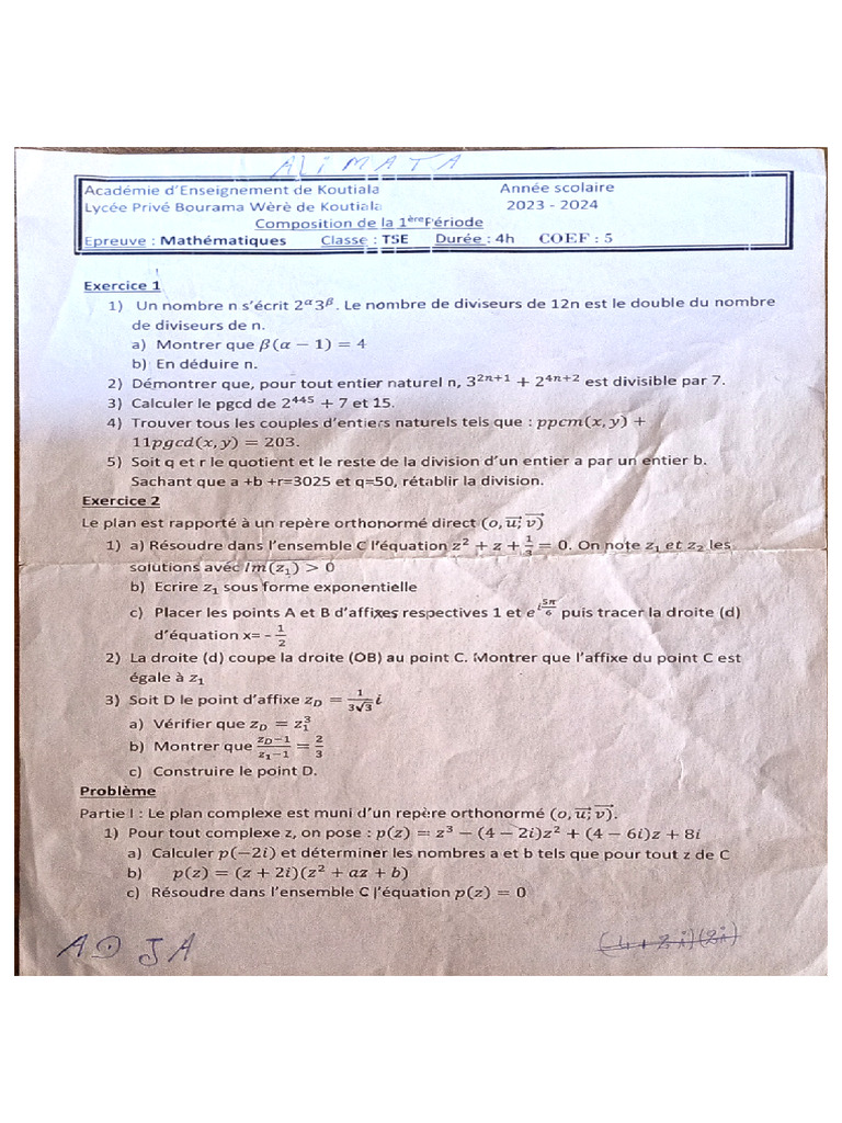 Compo Maths Tse Bourama | PDF