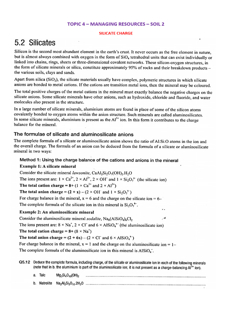 Charge On Silicates | PDF