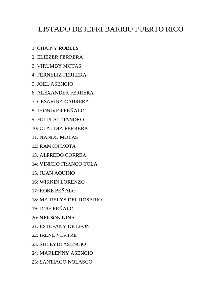 Listado de Jefri | PDF