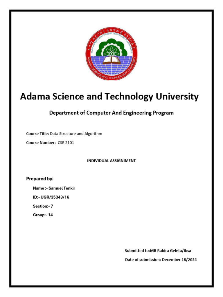 Data Structures & Algorithms Assignment | PDF