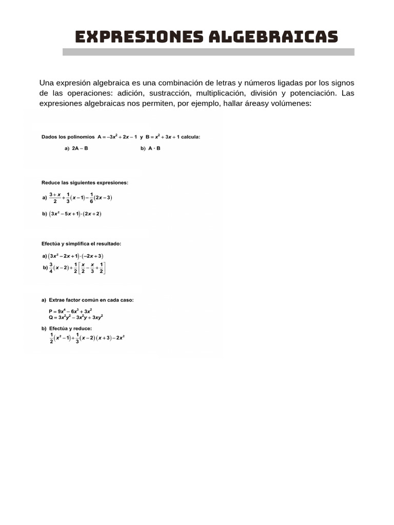 Expresiones Algebraicas | PDF