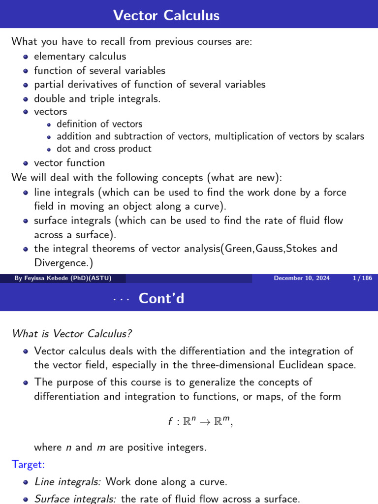 Vector Calculus Course Overview | PDF | Integral | Vector Calculus