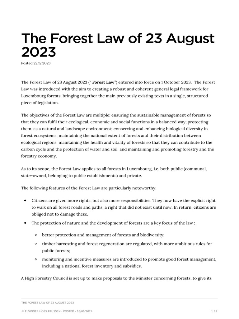 Luxembourg Forest Law Overview 2023 | PDF | Forest Management | Forests