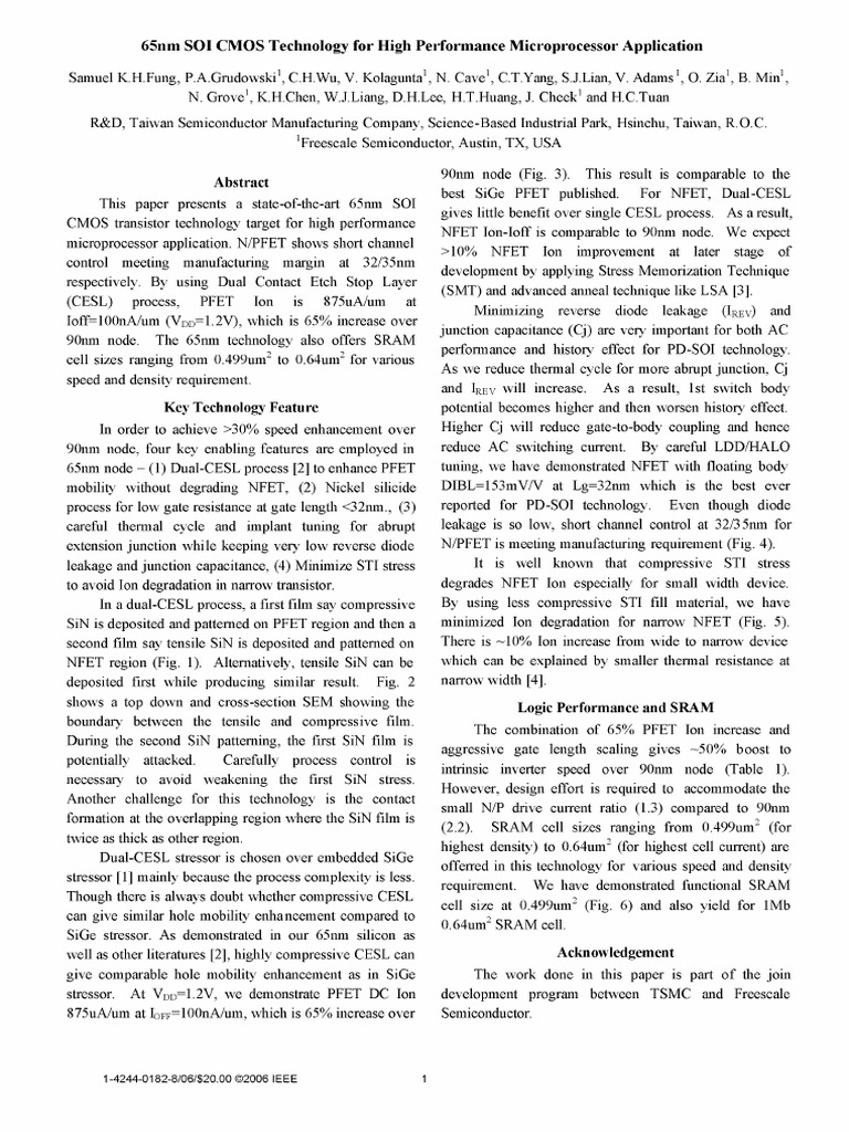 65nm SOI CMOS Technology For High Perfor | PDF | Semiconductor Device ...
