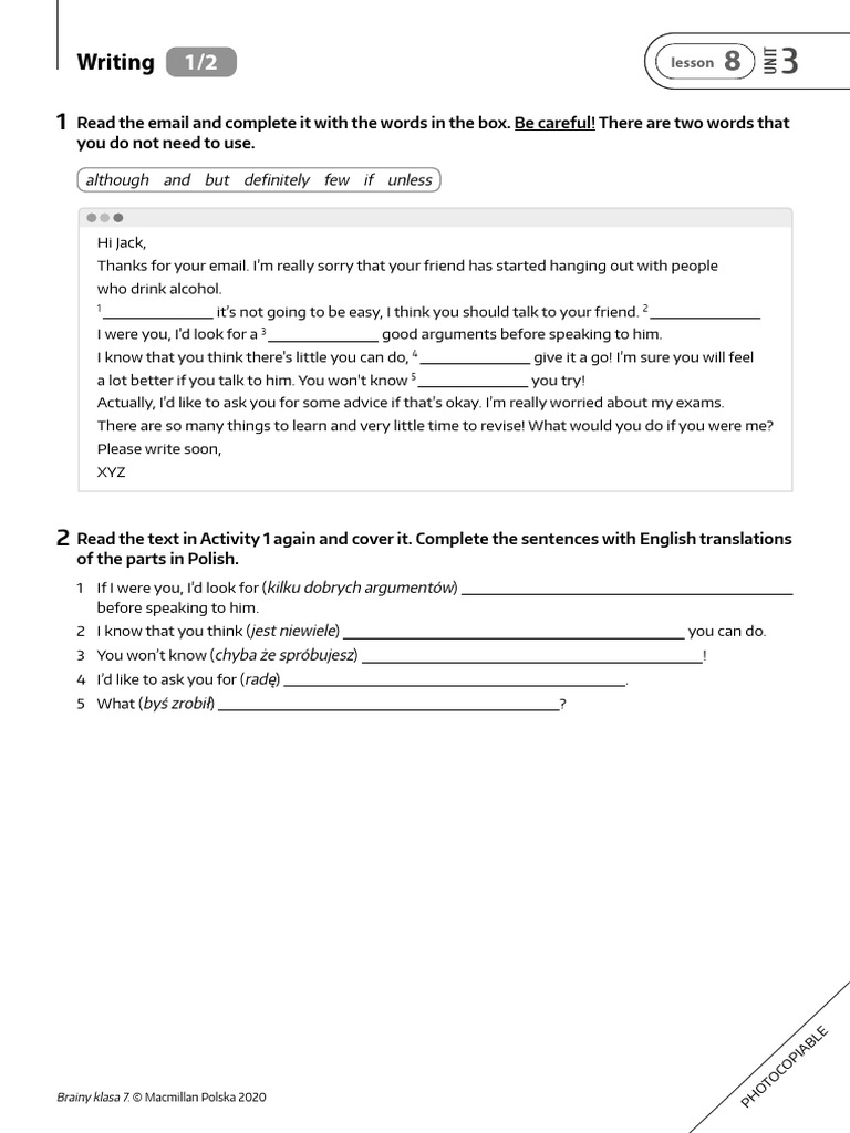 Brainy Klasa 8 TRF Unit 3 Lesson 8 | PDF