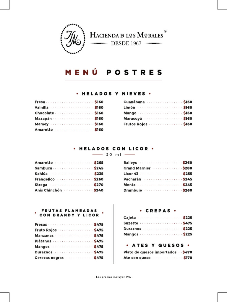01 Menu Postres y Digestivos 2024 | PDF