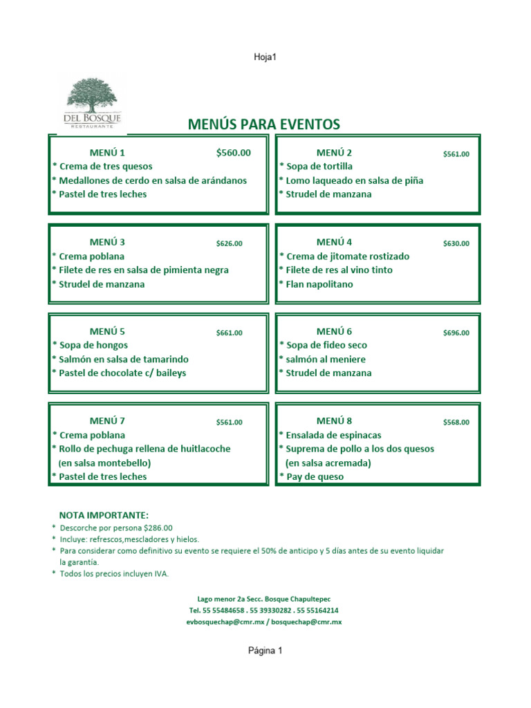 Menús para Eventos 24 | PDF
