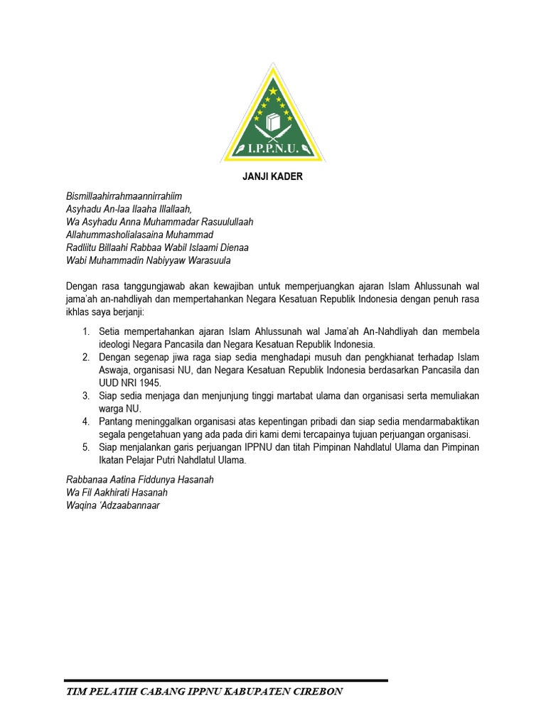 Teks Janji Kader Ippnu | PDF