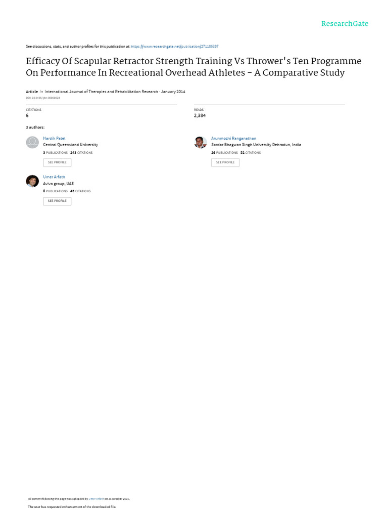 Efficacy of Scapular Retractor Strength Training V | PDF | Shoulder ...