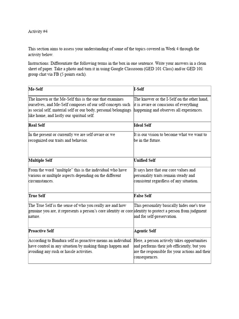 GED 101 Activity #4 | PDF