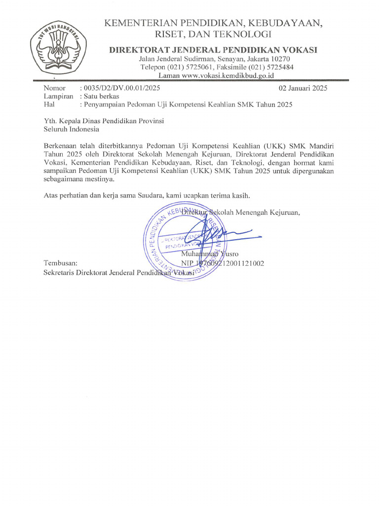 Pedoman Uji Kompetensi Keahlian (UKK) SMK TH 2025 | PDF