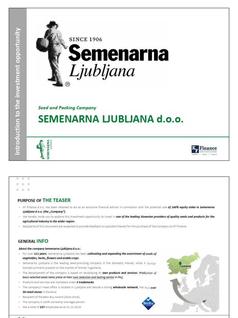 Semenarna-Ljubljana Teaser | PDF | Slovenia | Agriculture