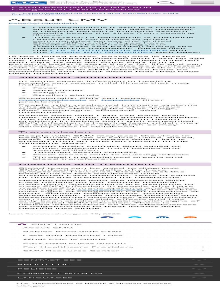 About Cytomegalovirus and Congenital CMV Infectio | PDF | Infants ...