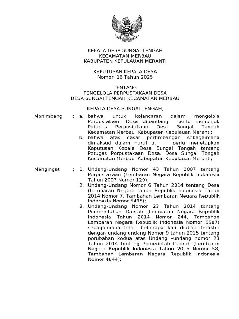 SK Pengelola Perpustakaan | PDF