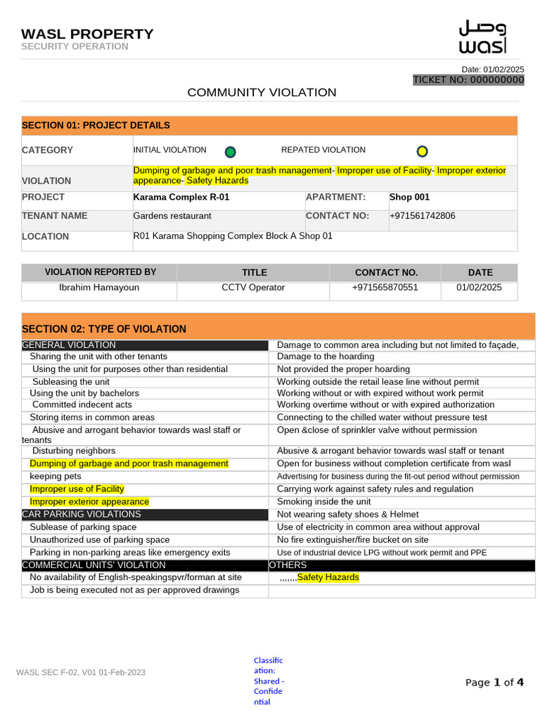 Wasl Property: Community Violation | PDF | Lease