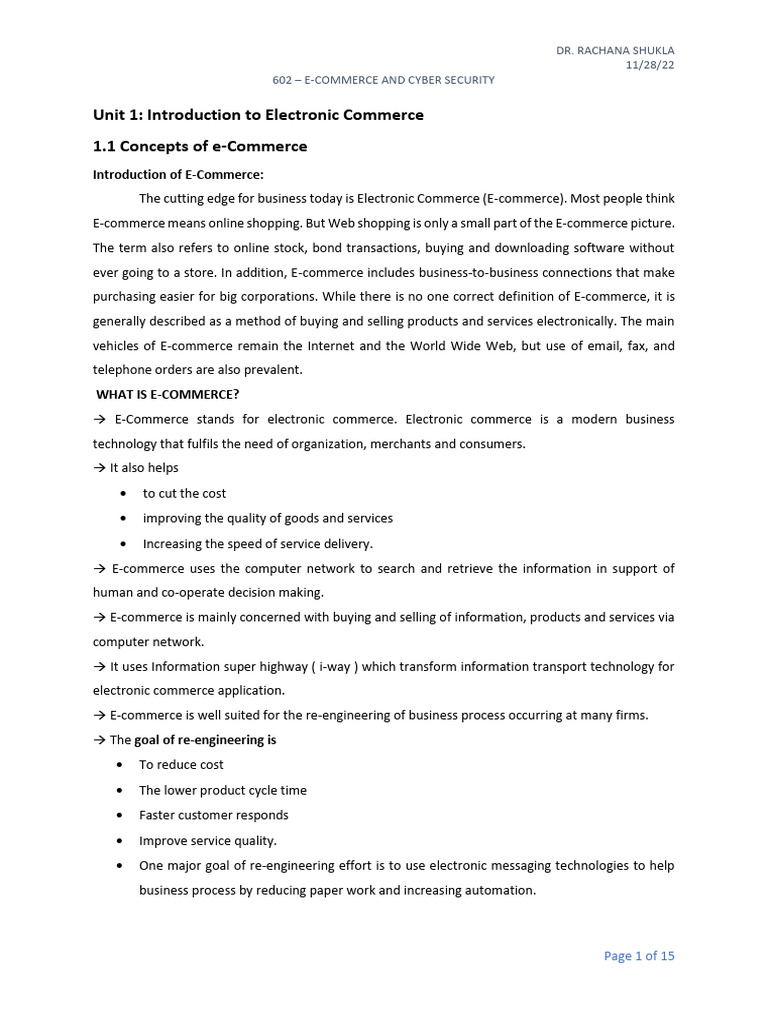Unit 1 | PDF | E Commerce | Computer Network