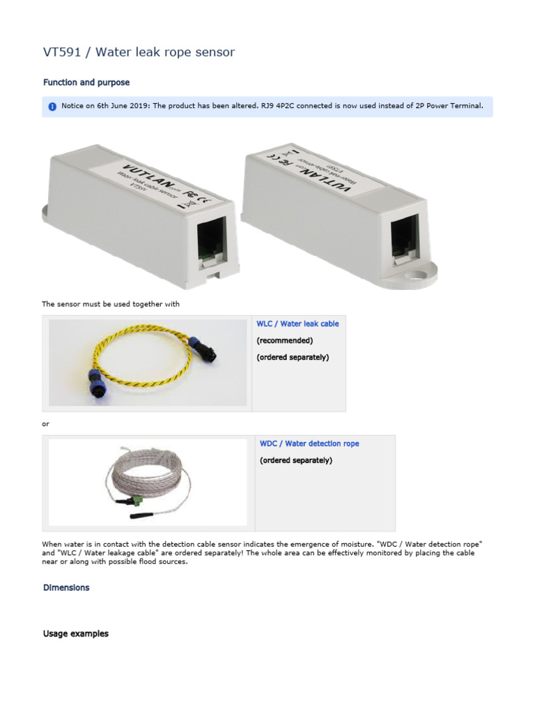 VT591 and WLC Leakage Cables Datasheet | PDF | Water | Electronics