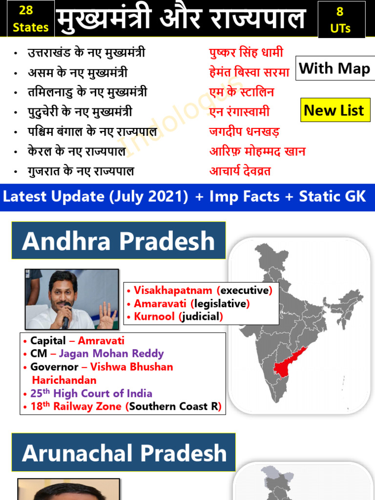 New CM, Governor of Indian States | PDF | Politics Of India ...