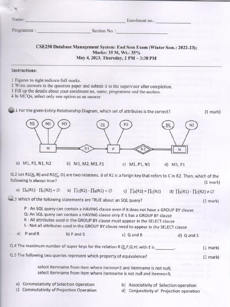 Cse250 Database Management System | PDF